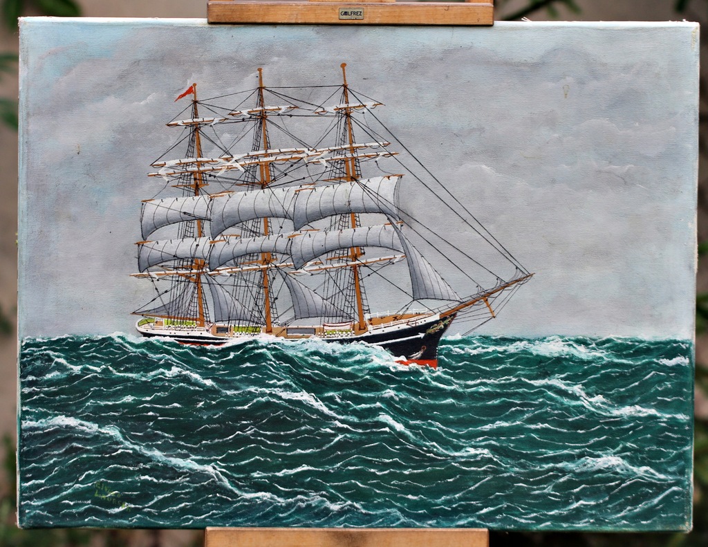 STATEK NA MORZU STARY CENNY OBRAZ OLEJNY - 14100450313 - oficjalne ...