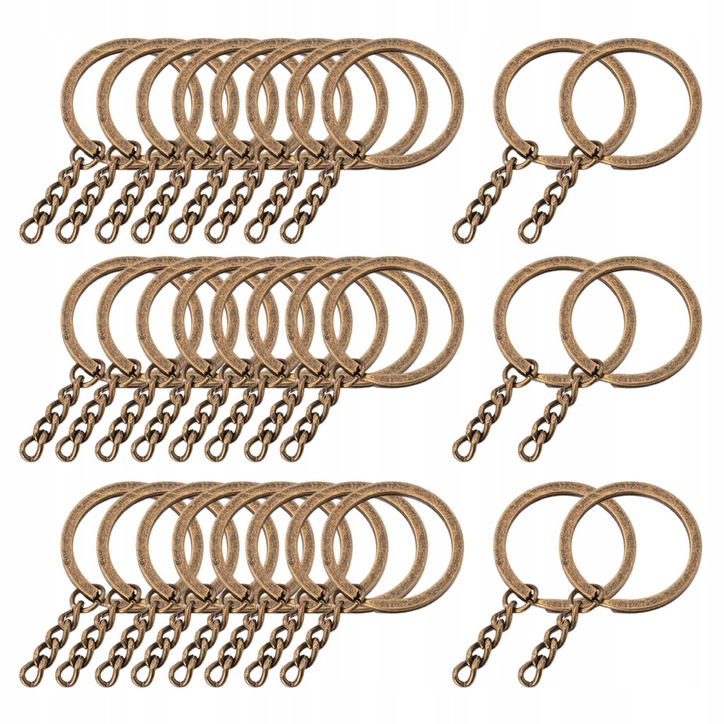 30PCS Key Chain Rings Kit, Includes 30pcs Key 30mm_Bronze As Described ...