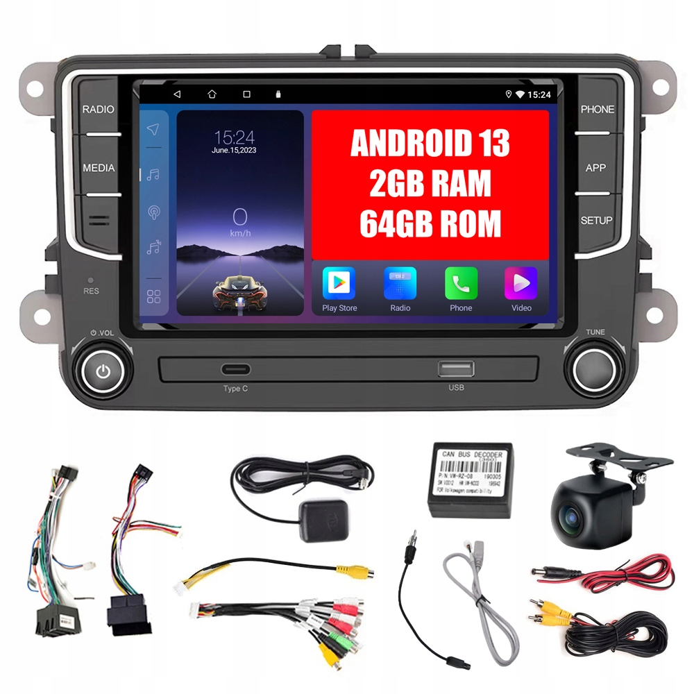 RADIO 7" ANDROID 13 VW PASSAT B6 B7 GOLF 5 V 6 VI TIGUAN SKODA SEAT 2G/64GB - 16378845902 ...