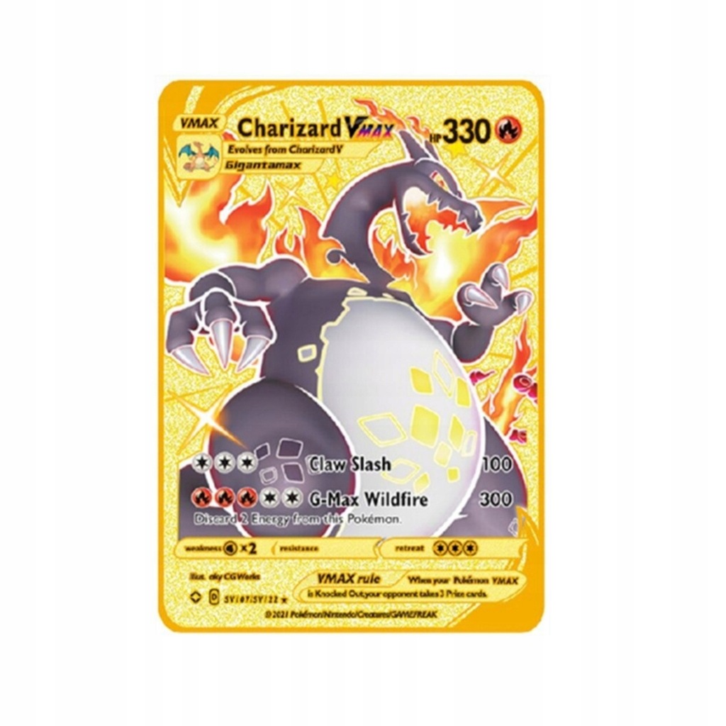 ZŁOTA KARTA POKEMON Charizard Pikachu METALOWA - 13464357025 - oficjalne archiwum Allegro