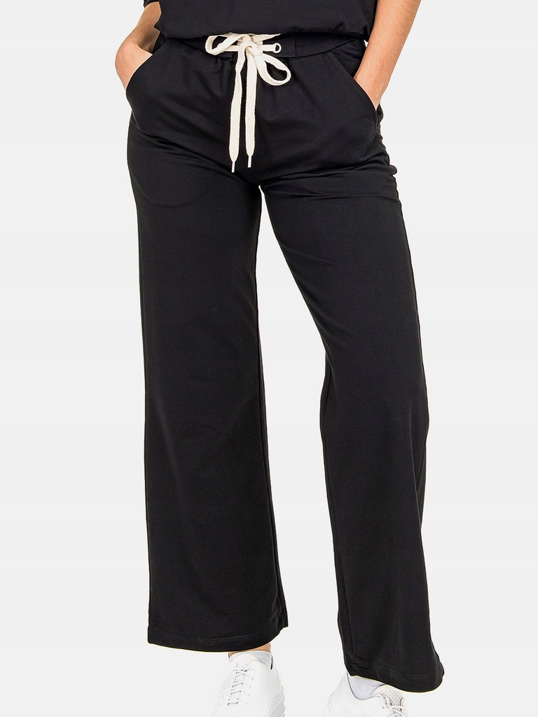 Damskie Spodnie Dresowe z Wysokim Stanem Szerokie Proste Nogawki Modne ...