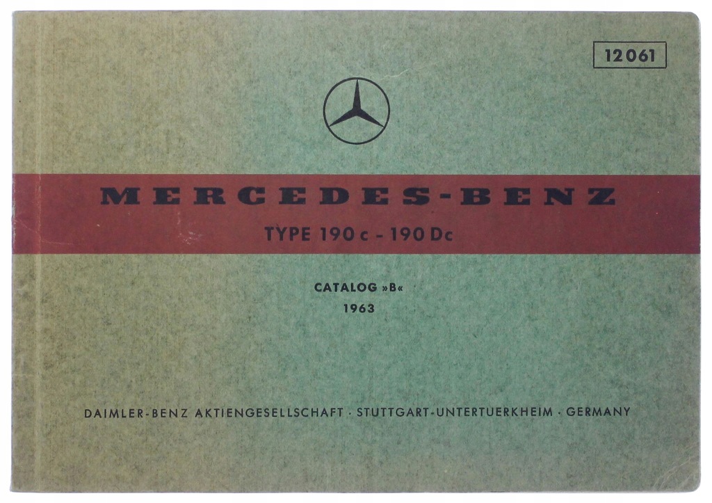 MERCEDES - BENZ TYPE 190 c - 190 Dc CATALOG B - 12476086556 - oficjalne ...