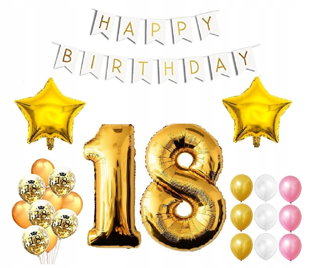 Zestaw Balonów Osiemnastka 18 Urodziny Konfetti - 7562890375 - oficjalne archiwum Allegro