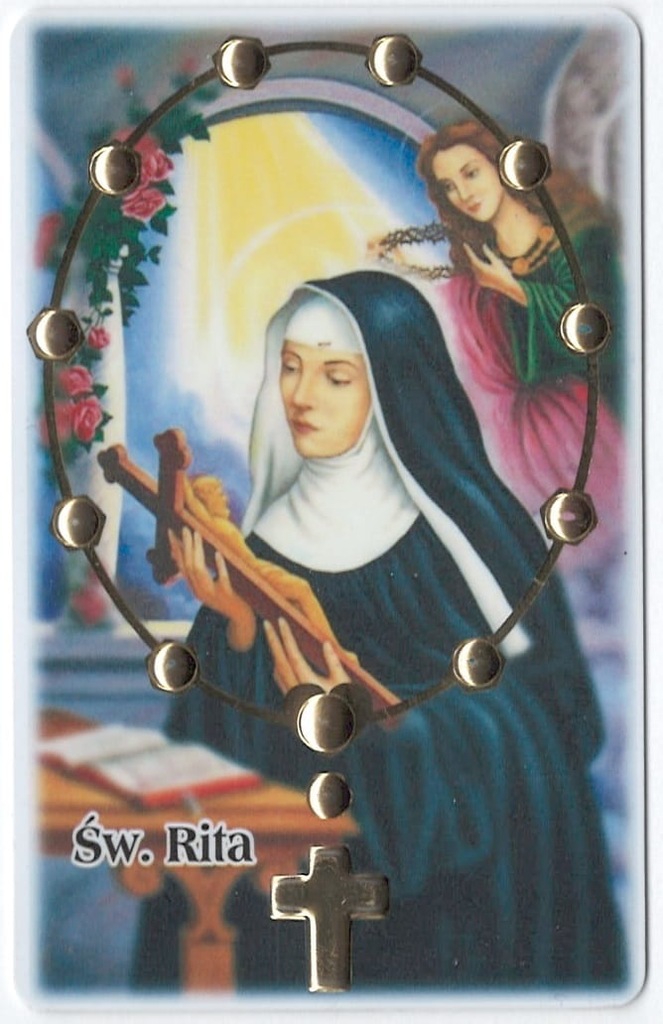 KARTA RÓŻAŃCOWA Z MODLITWĄ - ŚWIĘTA RITA - 12547022653 - oficjalne ...