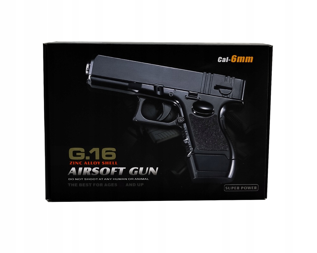 METALOWY PISTOLET NA KULKI G16 AIRSOFT GUN 6MM - 11792428169 ...