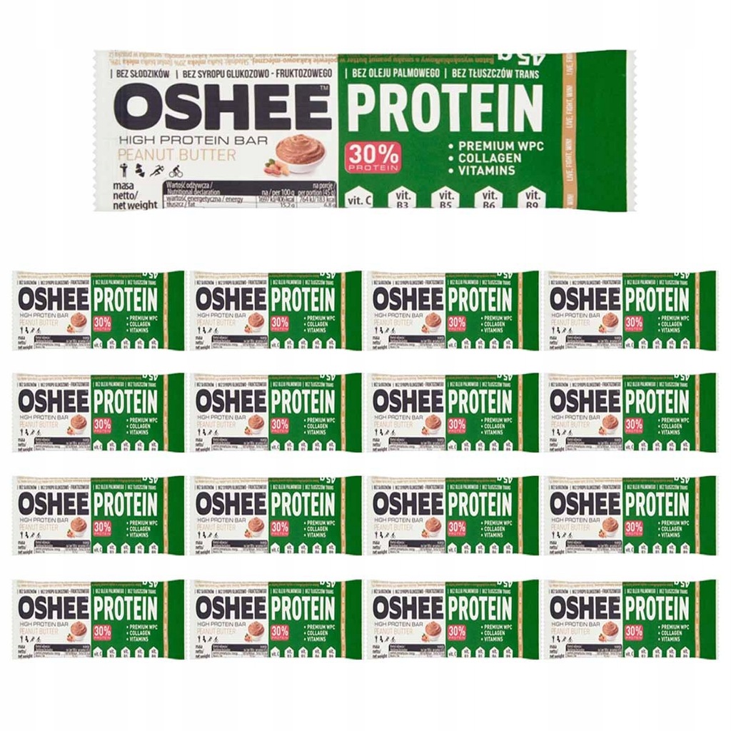 Oshee Baton Proteinowy Masło Orzechowe 45g x16 - 12823471202 ...