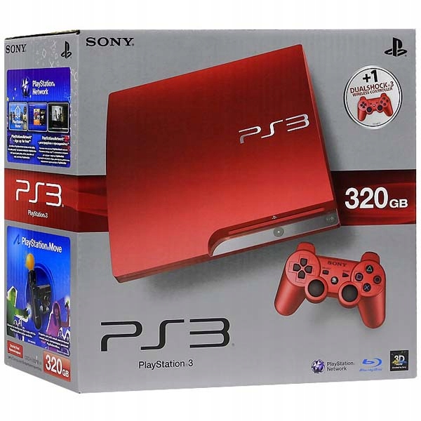 KONSOLA SONY PLAYSTATION 3 SLIM RED 320GB+ PAD PS3 - 7677856483 ...