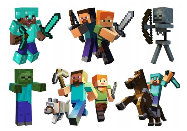 Zestaw POSTACI 3 ala MINECRAFT opłatek na tort - 11258580520 ...