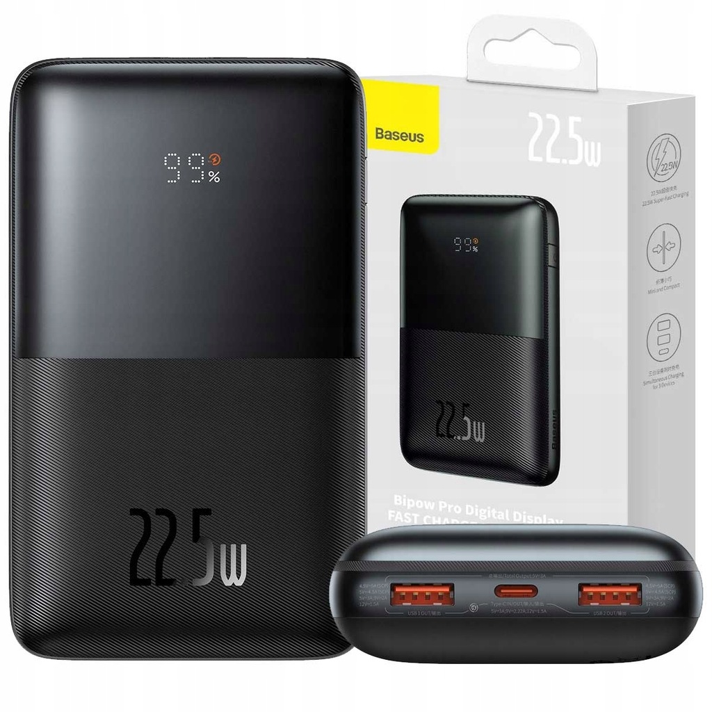 BASEUS SZYBKI POWER BANK Bipow Pro 20000mAh 22.5W MOCNY POWERBANK PD QC - 15831599363 ...