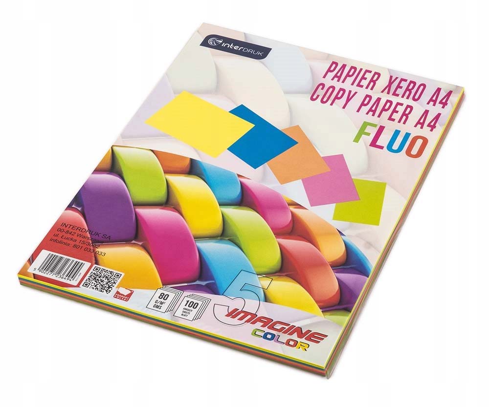 Papier kolorowy Ksero A4 80g 100 ark mix Fluo - 11808468968 - oficjalne archiwum Allegro