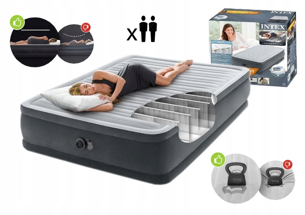 2-OSOBOWY MATERAC DMUCHANY INTEX DELUXE 203X152CM - 13324525254 ...