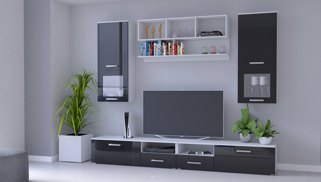 Meblościanka salon Meble pokojowe FRANCO połysk - 5281624923 ...