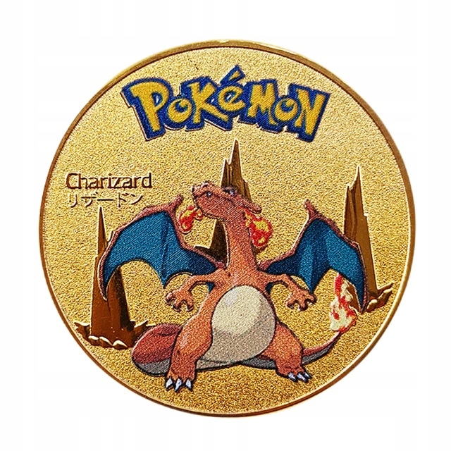 Pokemon Charizard Złota Moneta Kolekcja Gold - 13314897498 - oficjalne ...