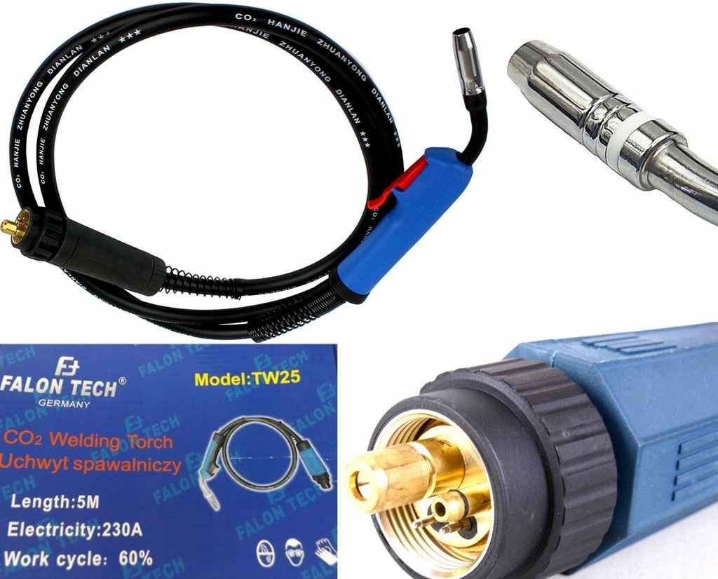 UCHWYT WĄŻ SPAWALNICZY DO MIGOMATU MIG MAG MB25 5m - 11350845449 - oficjalne archiwum Allegro