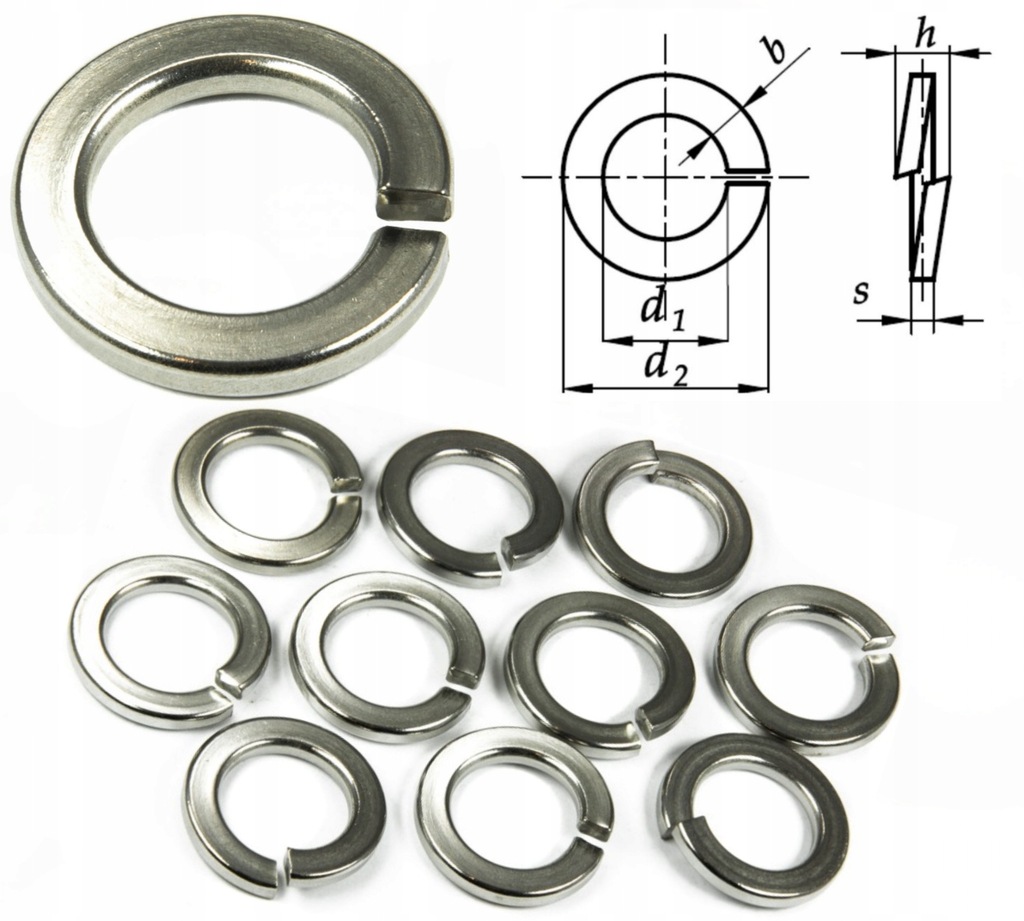 Podkładka sprężysta DIN 127 B A4 M6 6,1mm 50szt - 13729135378 ...