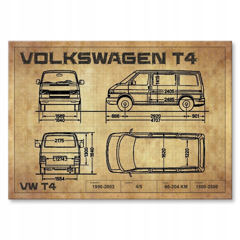 VW T4 drawing Volkswagen T4 automotive Metal Tin Sign - 15173888000 ...