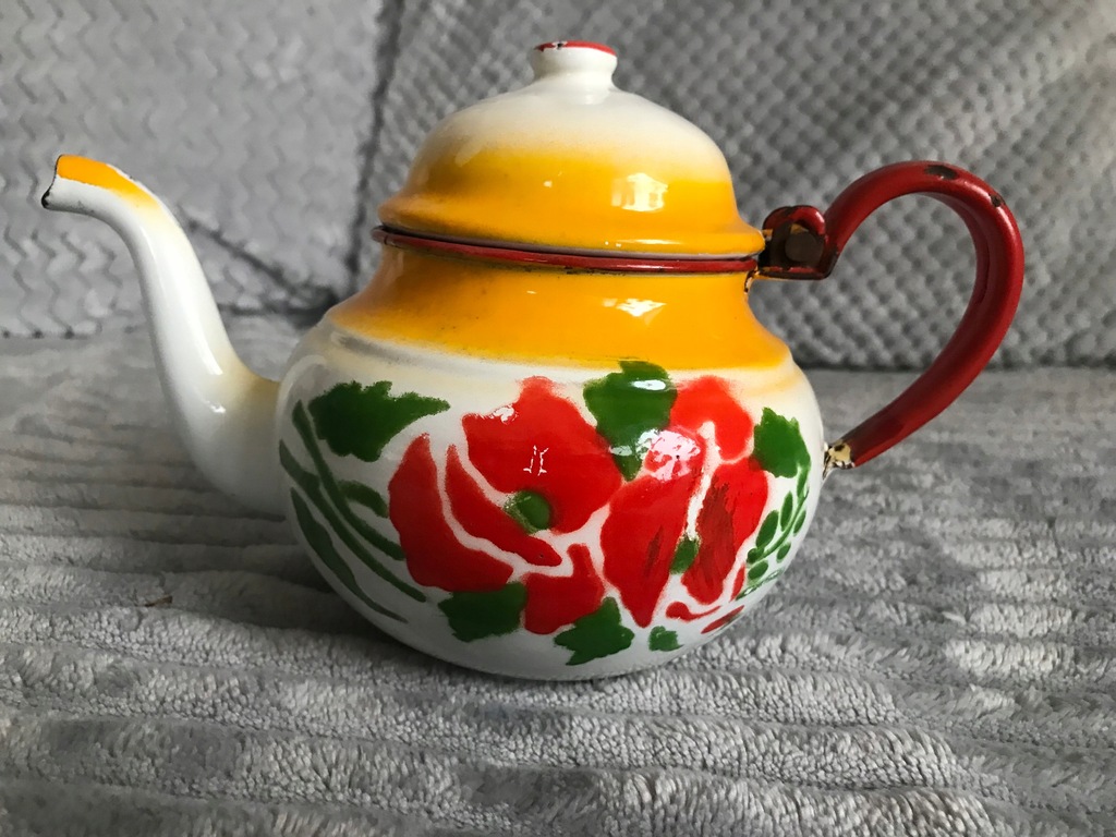 Stary,emaliowany czajniczek,imbryk--SILESIA - 12870280831 - oficjalne archiwum Allegro