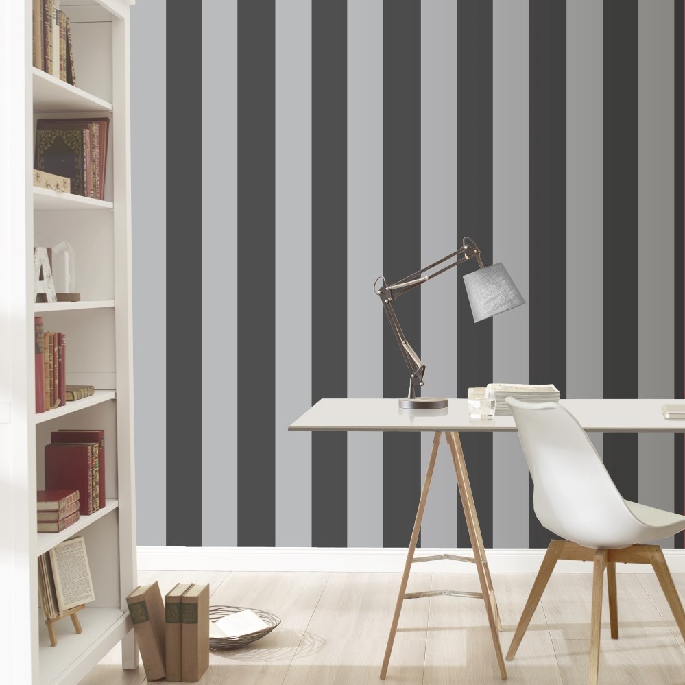 elegancka TAPETA w PASY paski CZARNO-SREBRNE - 6859790600 - oficjalne ...