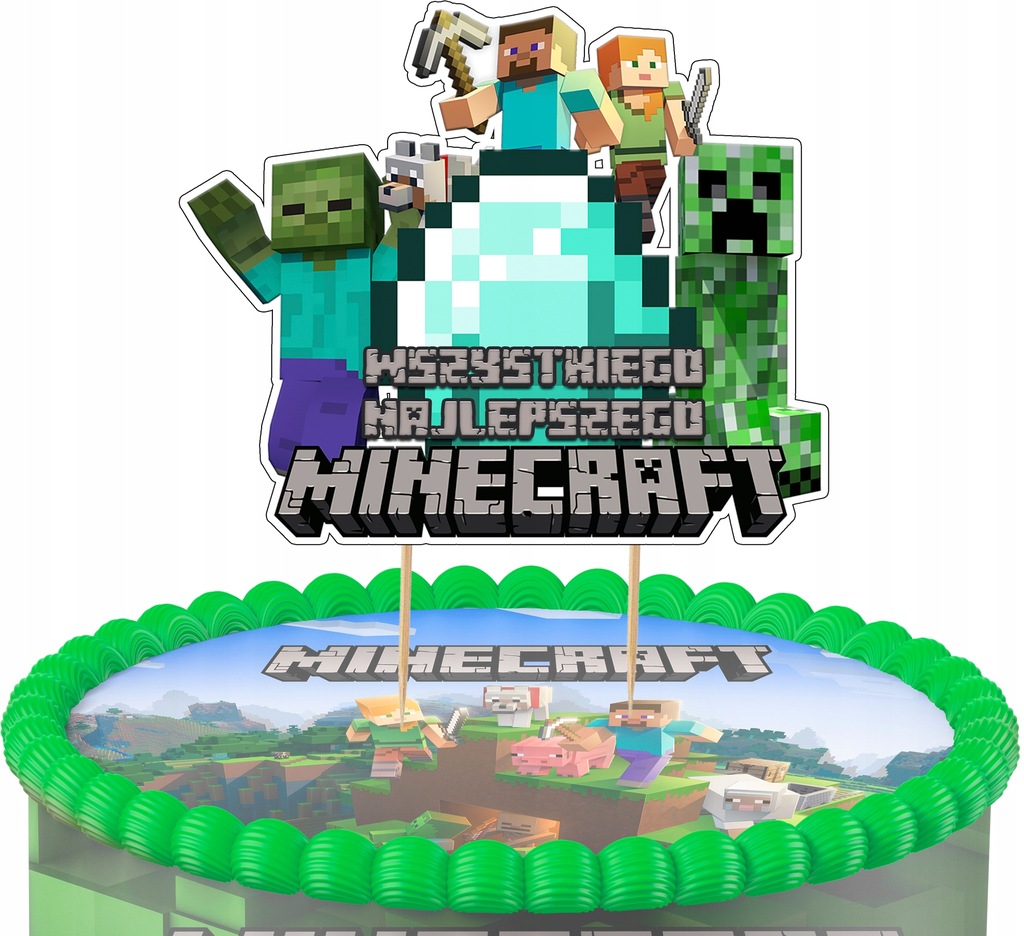 TOPPER NA TORT MINECRAFT WSZYSTKIEGO NAJLEPSZEGO - 12796937872 ...