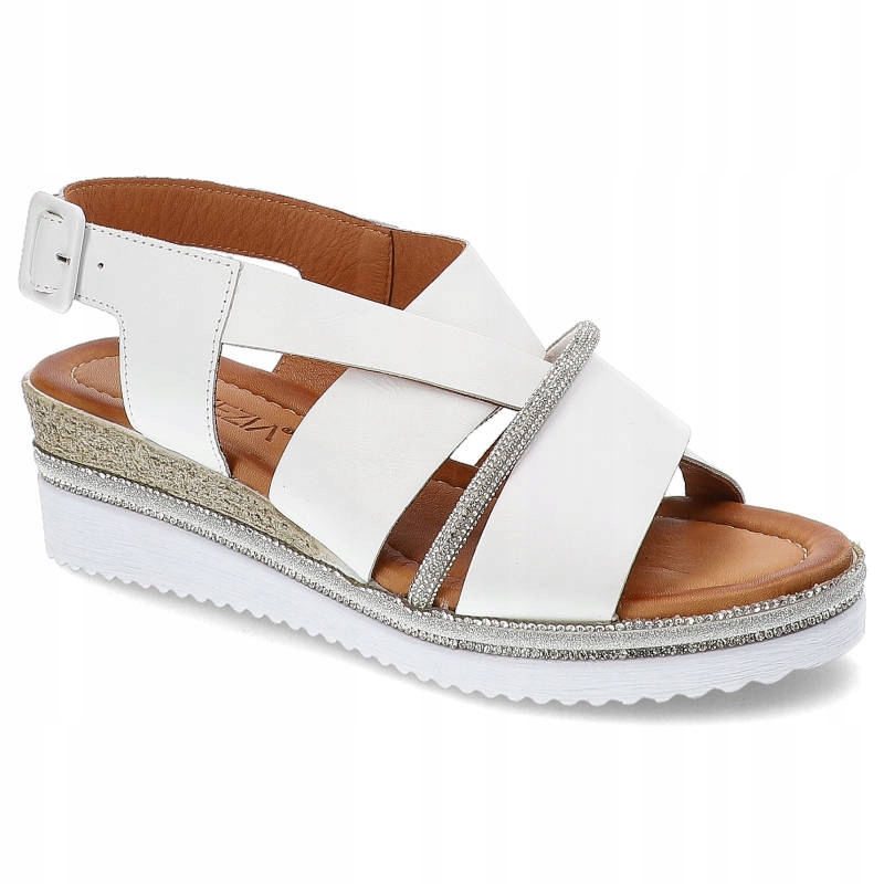 Białe Sandały Venezia Skórzane Eleganckie Buty - 13737206018 ...
