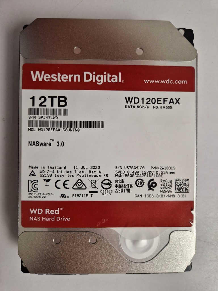 HDD WD RED 12TB 3,5'' SATA3 5400RPM (WD120EFAX) - 12920660835 ...