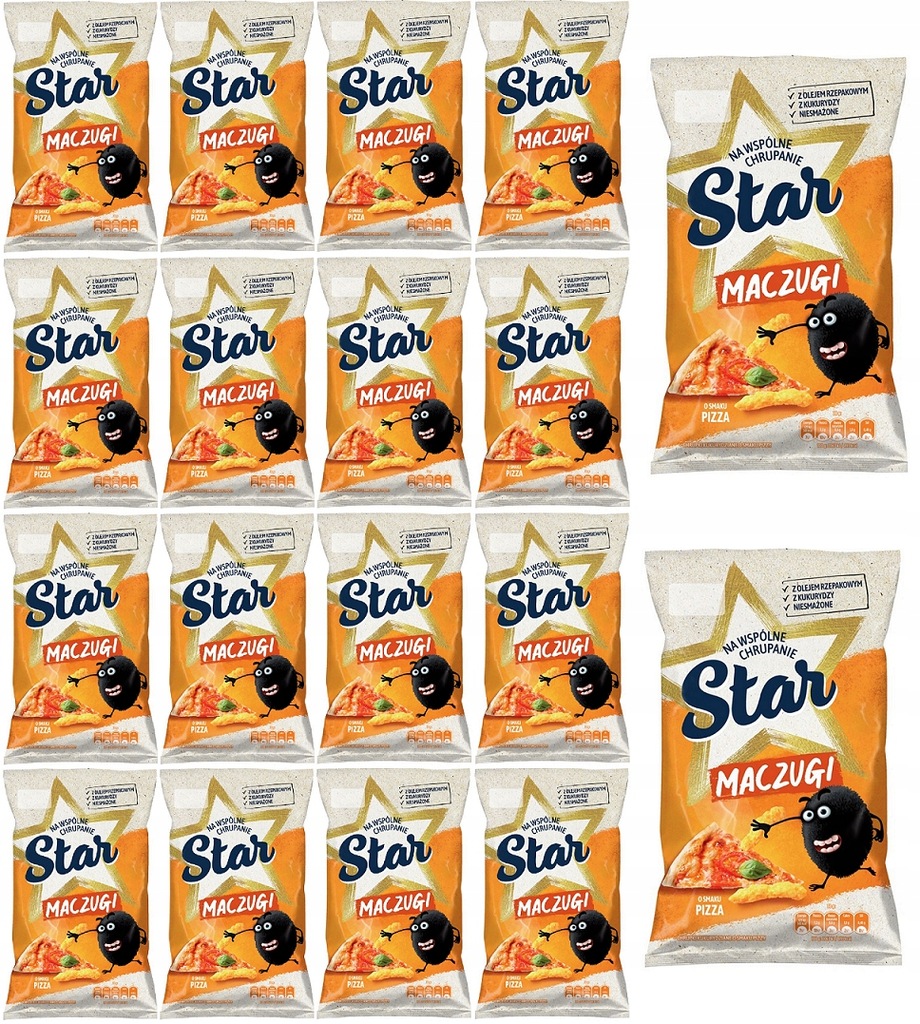 Star Chips Maczugi chrupki pizza 18x80g - 12553980443 - oficjalne ...