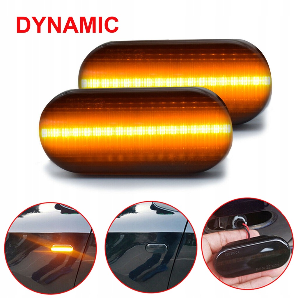 1 Pair VW Dynamic LED Side Repeaters, Smoked Black, Sequential ...