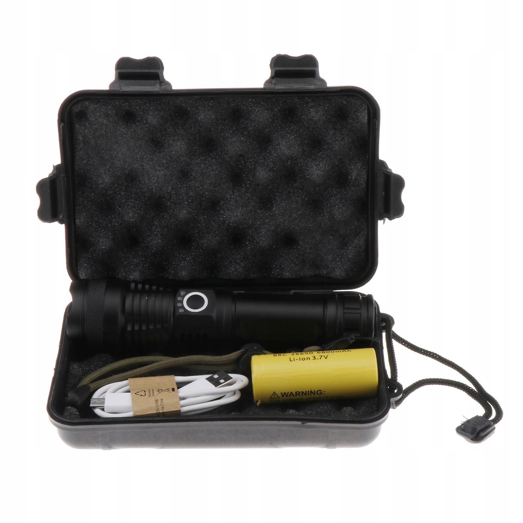 Latarka LED 18650 26650 Akumulatorowa latarka USB - 12017305568 ...