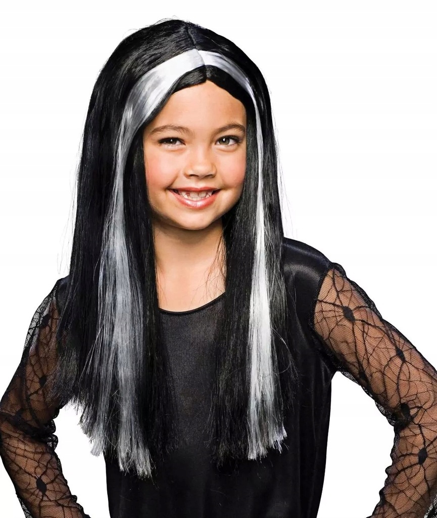 HALLOWEEN PERUKA DLA DZIECI CZARNA przebranie - 14364263507 - oficjalne ...