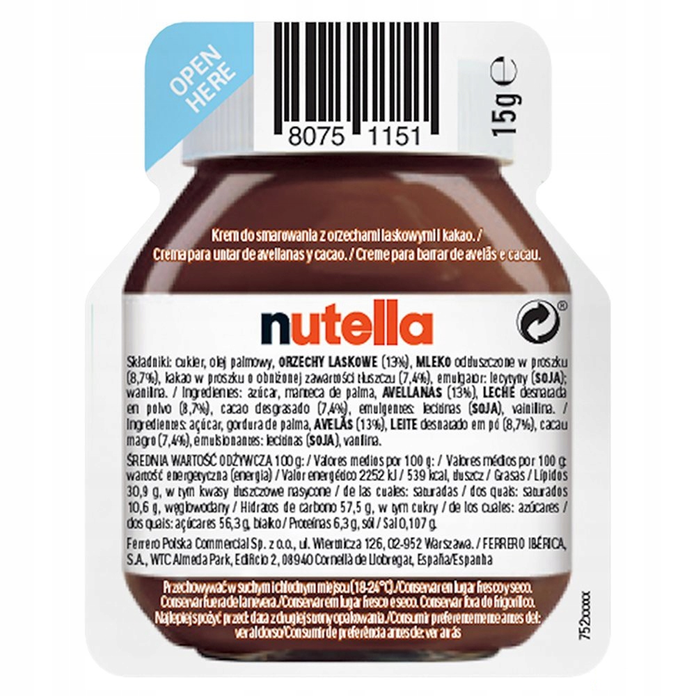 Nutella copetta mini krem czekoladowy 15g - 9757962304 - oficjalne ...