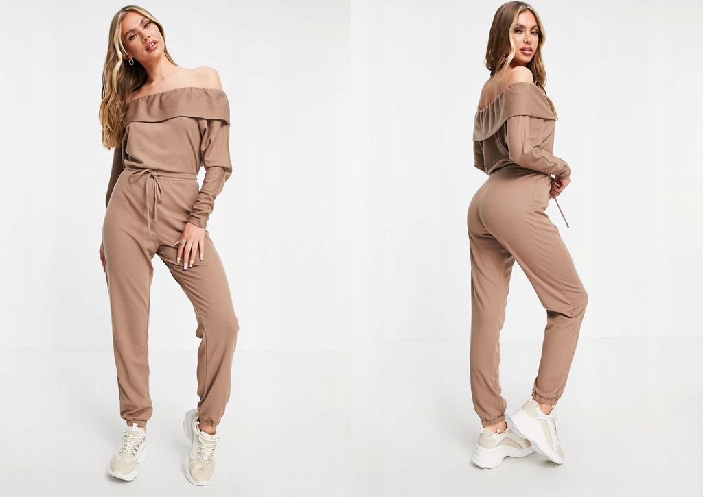 SKYLAR ROSE PRĄŻKOWANY KOMBINEZON TYPU BARDOT M - 13615864257 - oficjalne archiwum Allegro