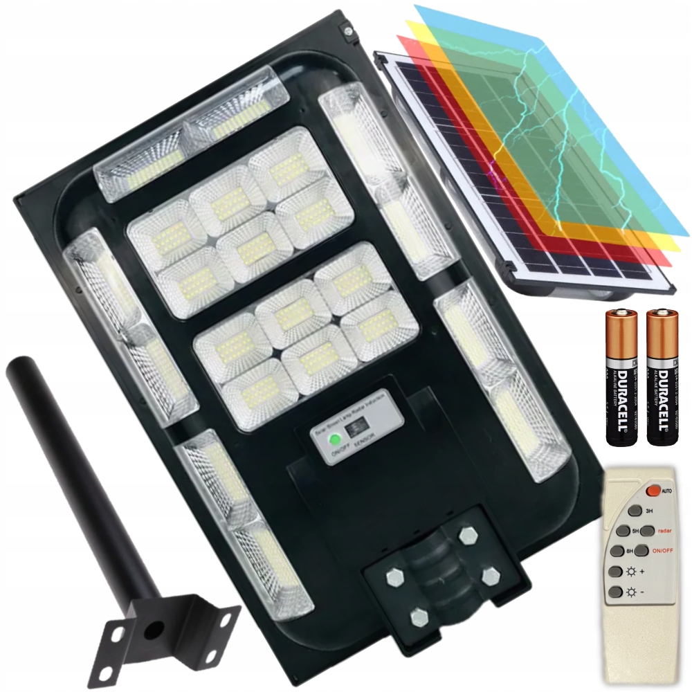 LAMPA SOLARNA ULICZNA LED 2200W OGRODOWA MOCNA ZESTAW PILOT UCHWYT BATERIE - 13596598873 ...