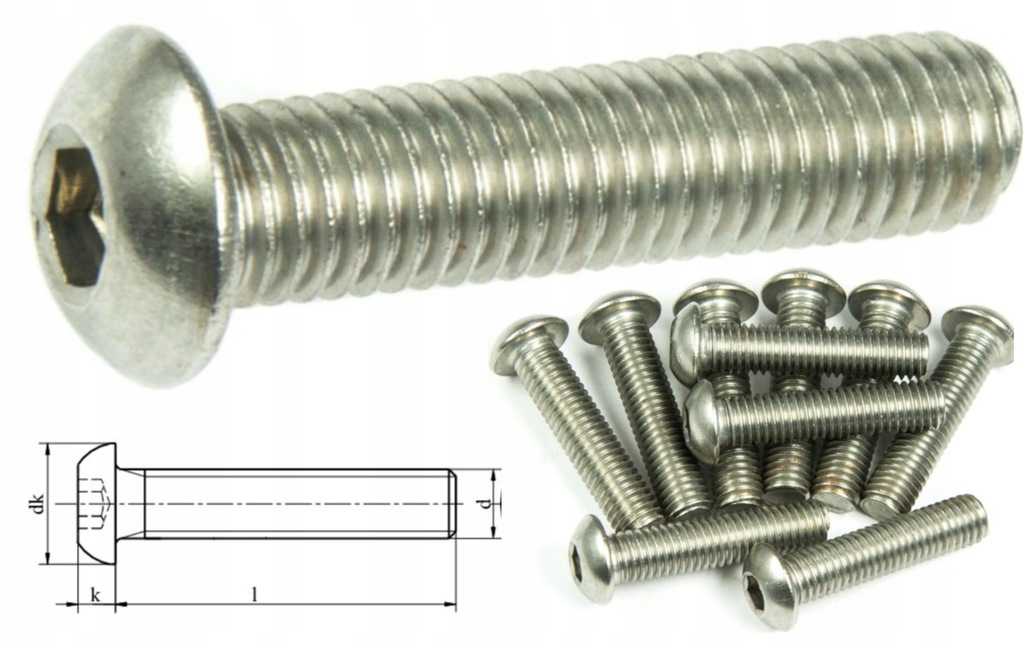 Śruba Z łbem Kulistym 7380 1 A2 M8x35mm 50szt 13805982217 Oficjalne