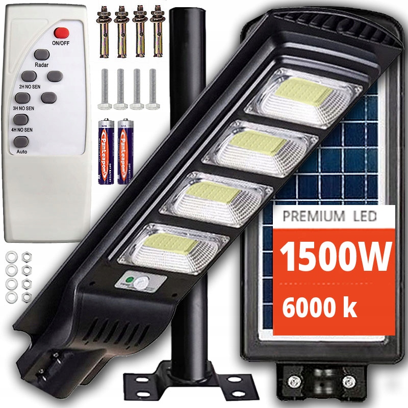 DUŻA MOCNA LAMPA SOLARNA LED ULICZNA OGRODOWA PILOT halogen CZUJNIK - 15138005370 - oficjalne ...