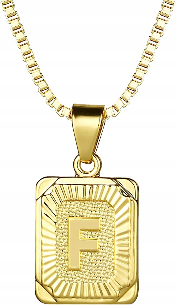 Gold Letter F Alphabet Square 24K Gilded Necklace - 13708034600 ...