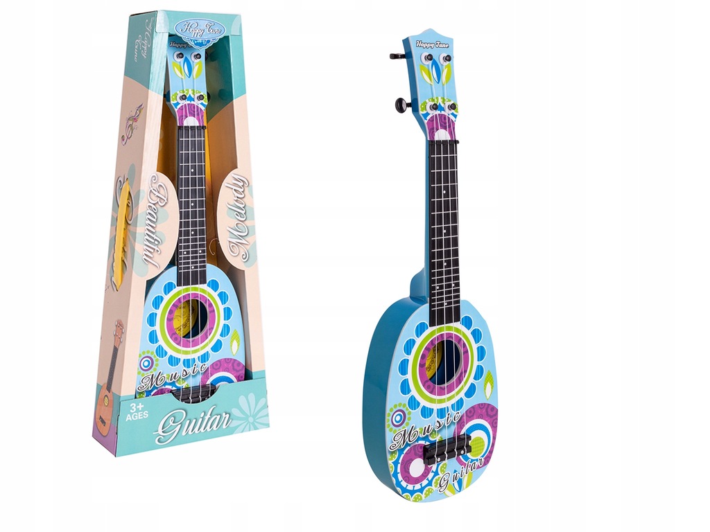 OUTLET GITARA PLASTIKOWA DLA DZIECI KOLOROWA 55 cm - 12178616397 - oficjalne archiwum Allegro