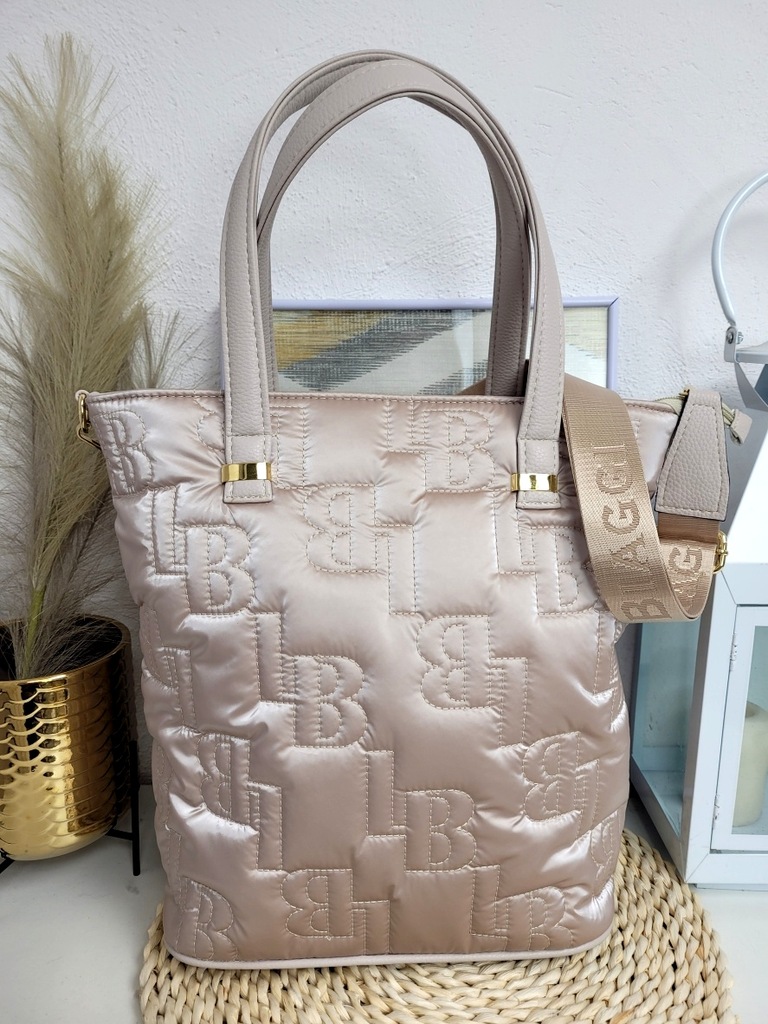 LAURA BIAGGI TORBA SHOPPER PIKOWANA literki beż - 13031584483 - oficjalne archiwum Allegro