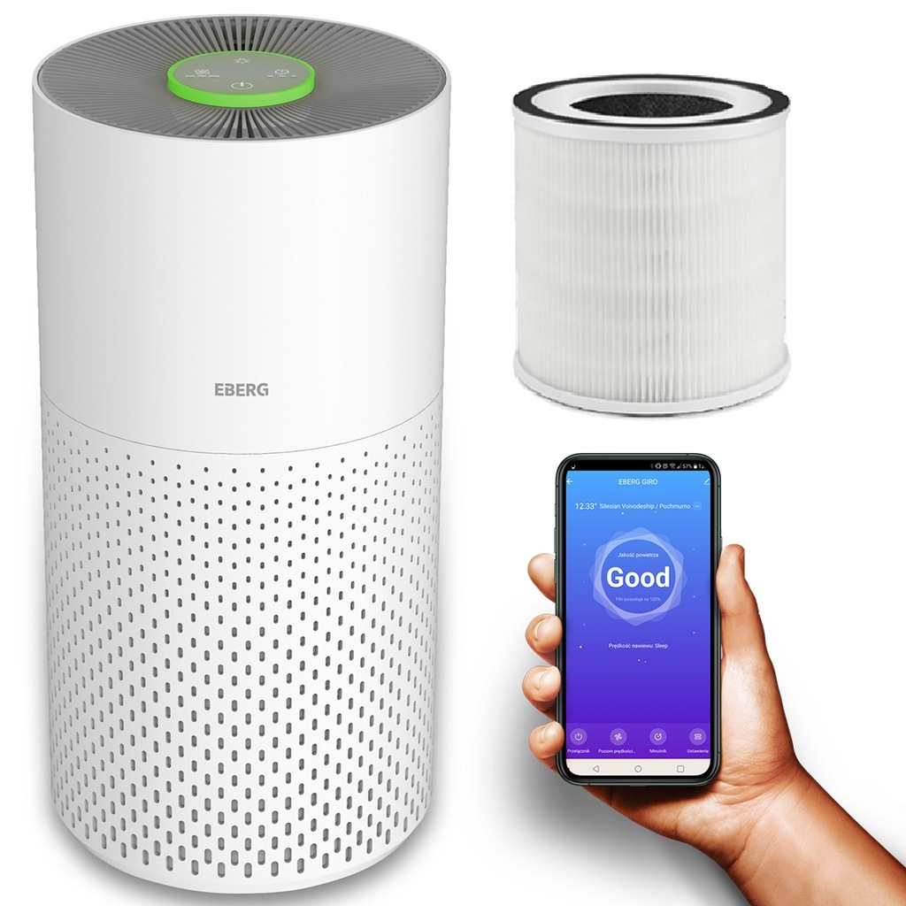 Oczyszczacz powietrza GIRO 130m3/h HEPA pm2,5 WiFi - 8710091798 - oficjalne archiwum Allegro