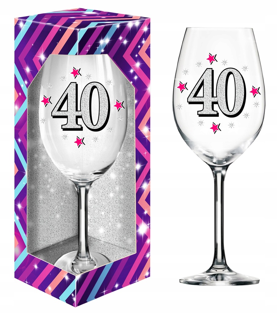 Kieliszek BROKAT dla Kobiety ŻONY na 40 Urodziny ! - 9340479402 - oficjalne archiwum Allegro