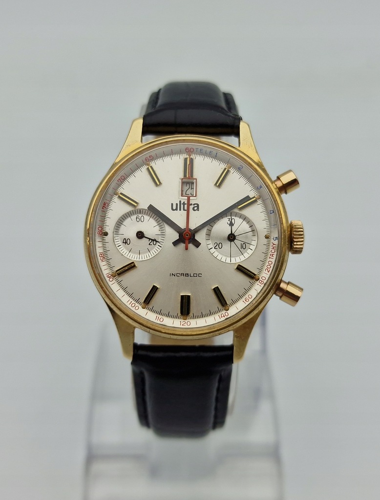 ZŁOCONY ULTRA CHRONOGRAPH LANDERON 189 LATA 60-TE - BIAŁY KRUK ...