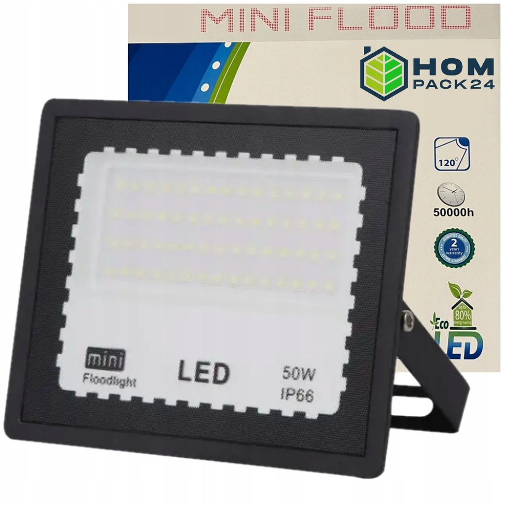 HALOGEN LED 50W lampa zewnętrzna reflektor naświetlacz slim wodoodporny ...