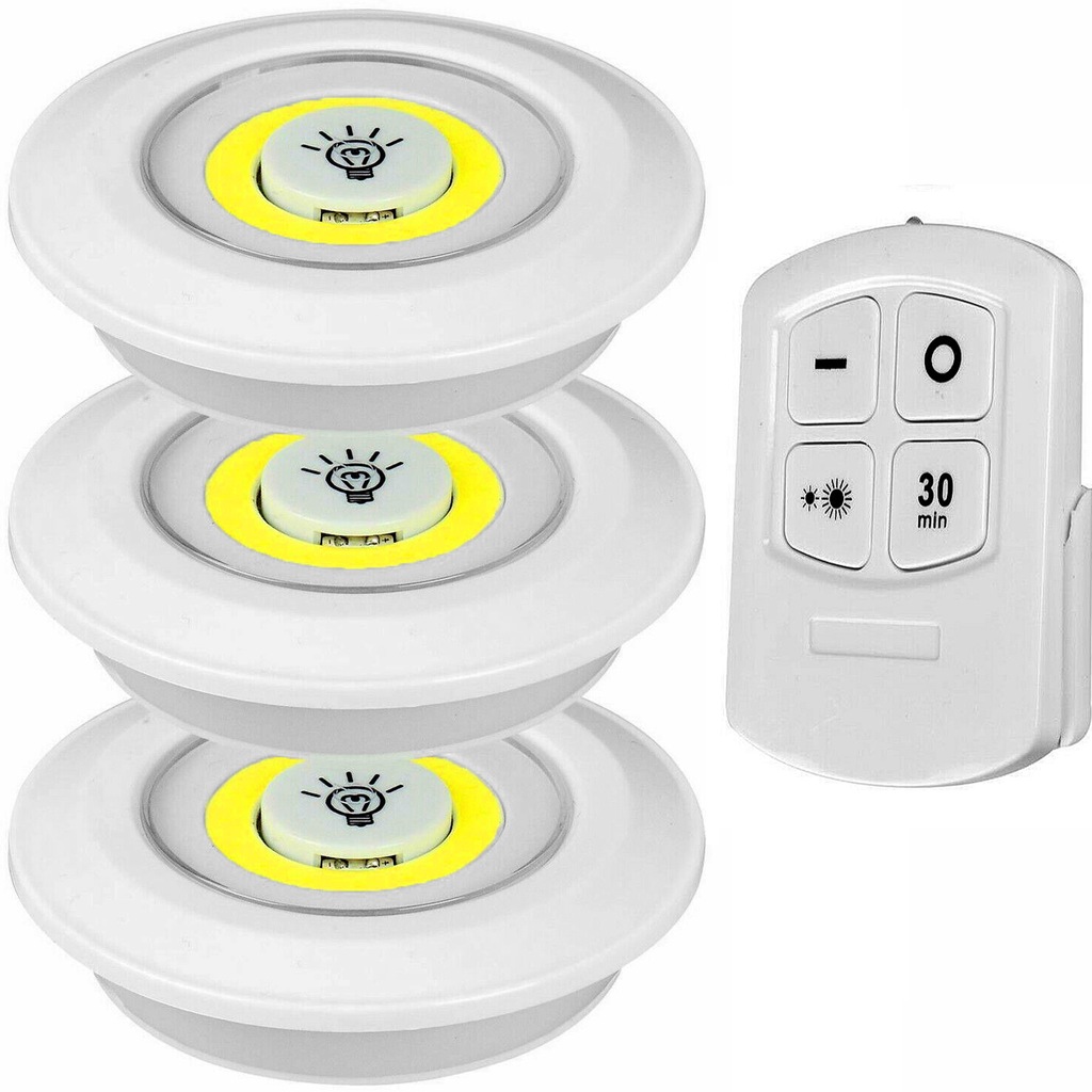 3x LAMPKA LED BEZPRZEWODOWA LAMPA NA BATERIE PILOT - 12781968116 ...