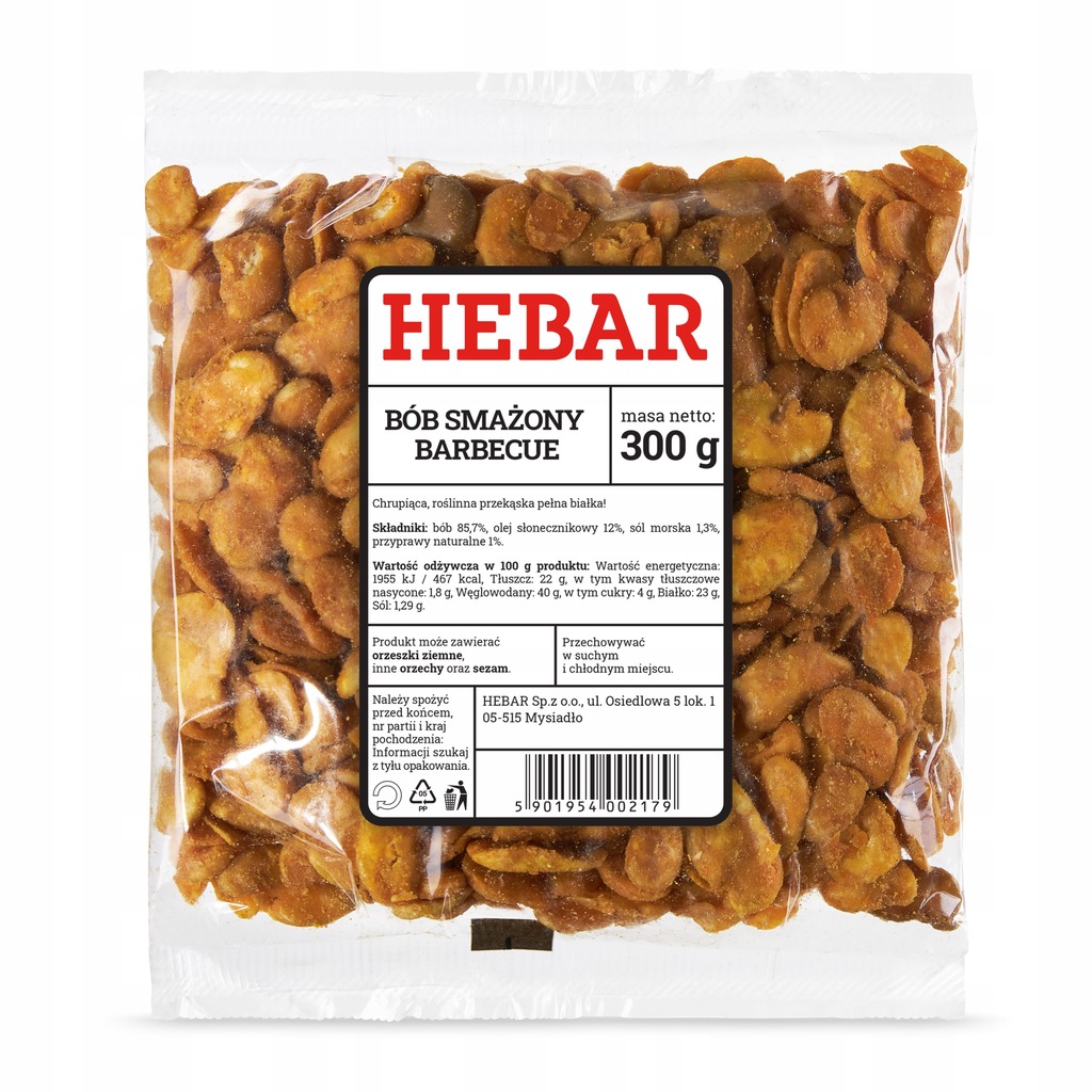 BÓB PRAŻONY BARBECUE HEBAR 300 G SŁONA PRZEKĄSKA - 13322890359 ...