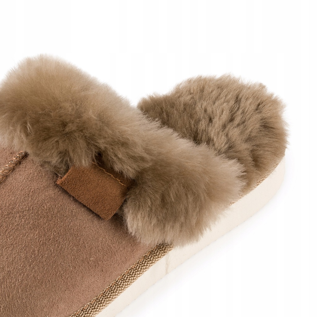 SOLIDNE Kapcie Damskie ze Skór Naturalnych Wełna - 11563593290 ...