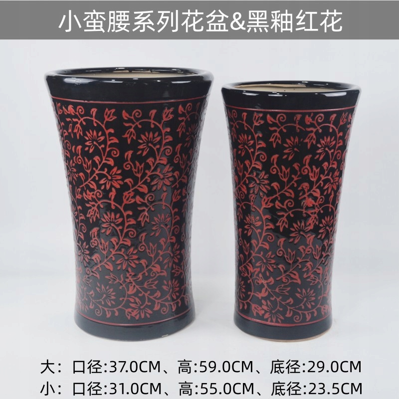 Bardzo duża, wysoka rura, szeroka usta, ceramiczna doniczka pomyślna ...