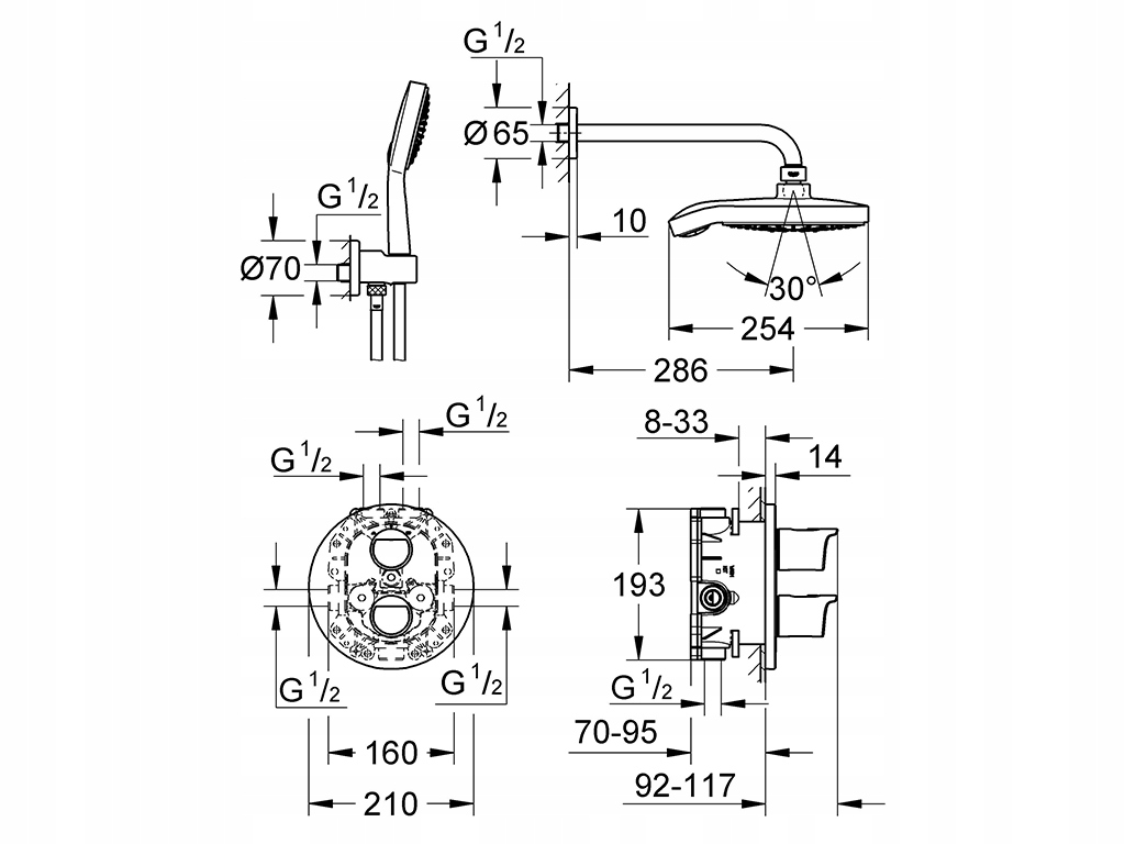 GROHE GROHTHERM 2000 ZESTAW PRYSZNICOWY PODTYNKOWY - 6706554754 - oficjalne archiwum Allegro