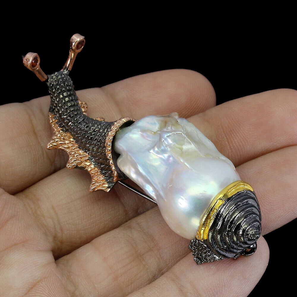 Broszka wisiorek ślimak perła barokowa naturalna - 12257056476 ...