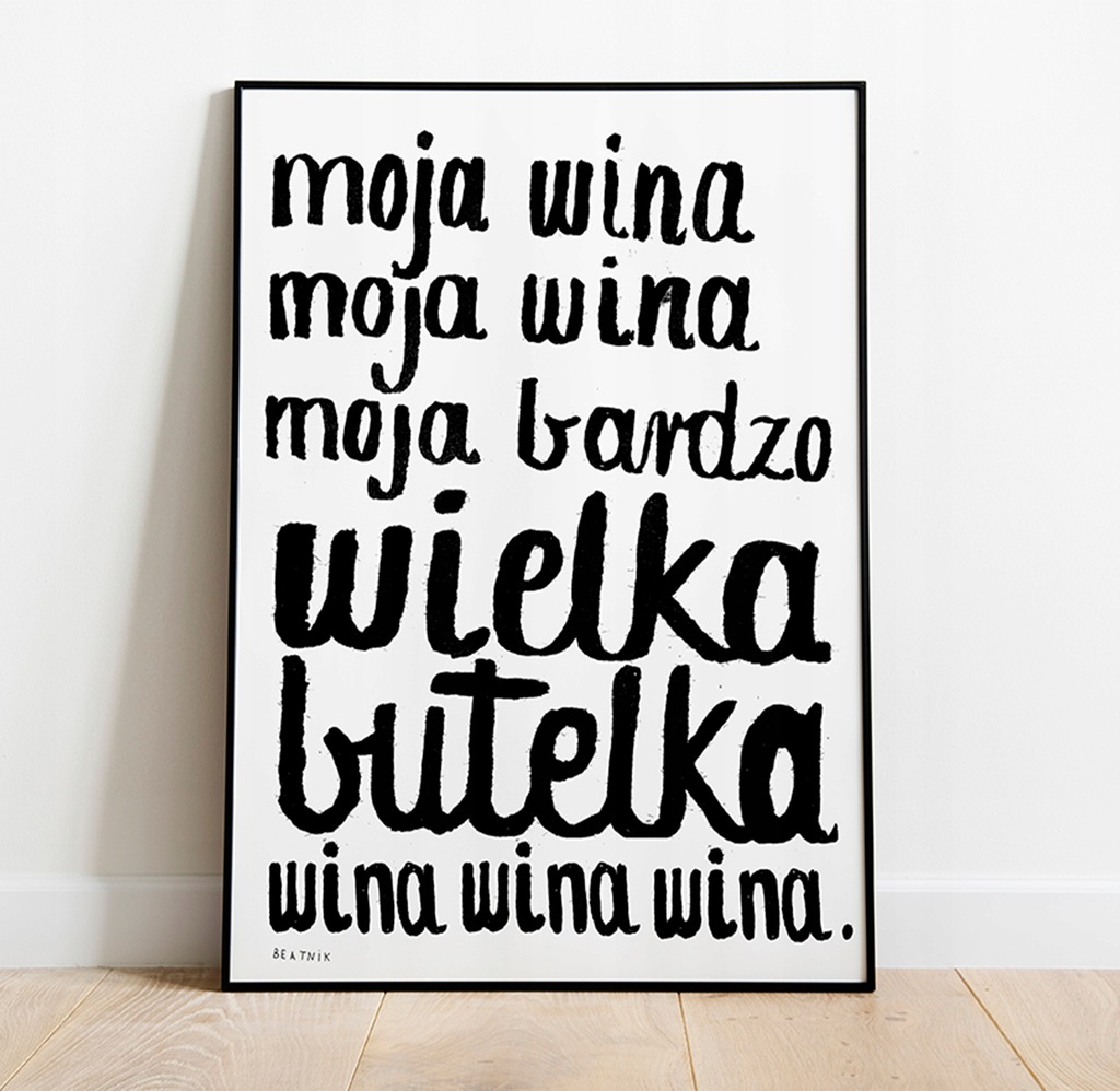 plakat MOJA WINA - BEATNIK ilustracja grafika wino - 13141449664 ...