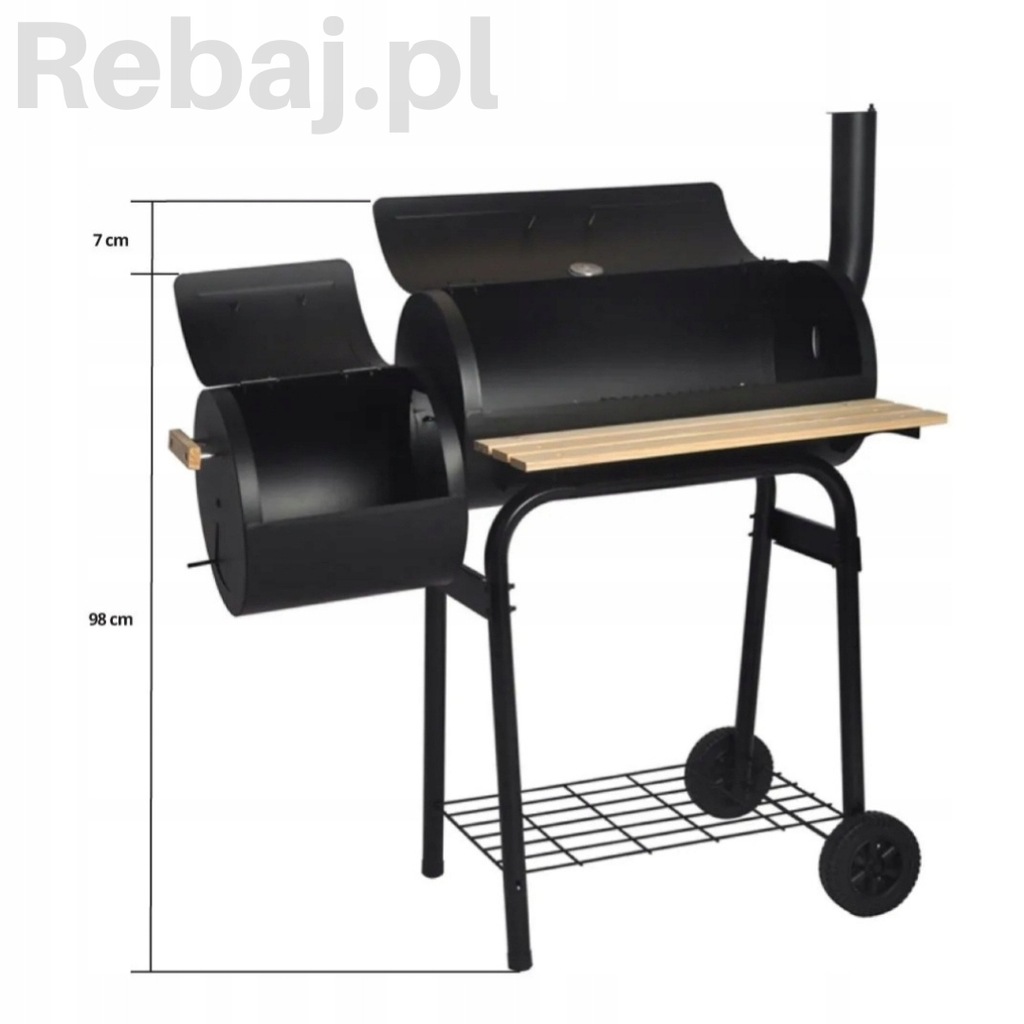 DUŻY GRILL OGRODOWY WĘGLOWY PÓŁKI WĘDZARNIA BECZKA - 12060975304 ...