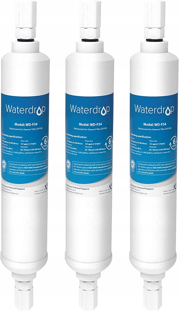 Filtr wody do lodówki Waterdrop wd-f34 3szt - 13130042067 - oficjalne ...